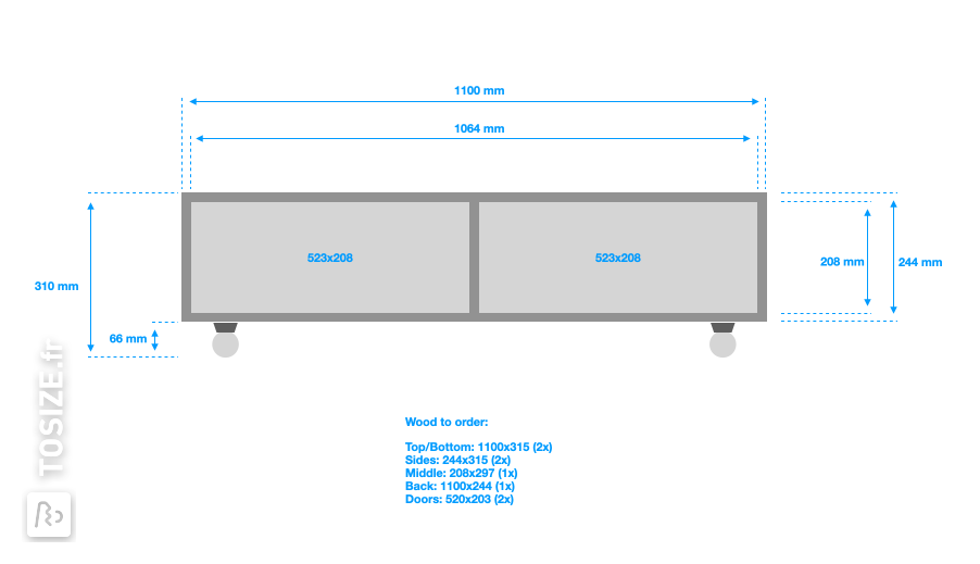 Meuble TV rotatif en bouleau multiplex - TOSIZE.fr