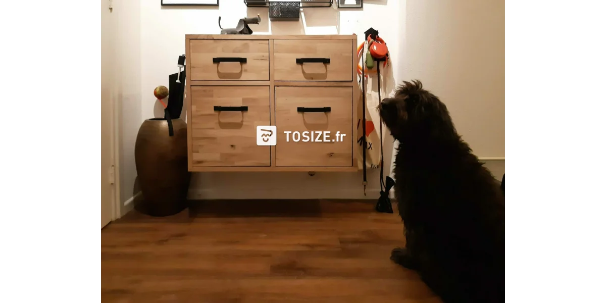 Commode suspendue en chêne rustique | TOSIZE.fr