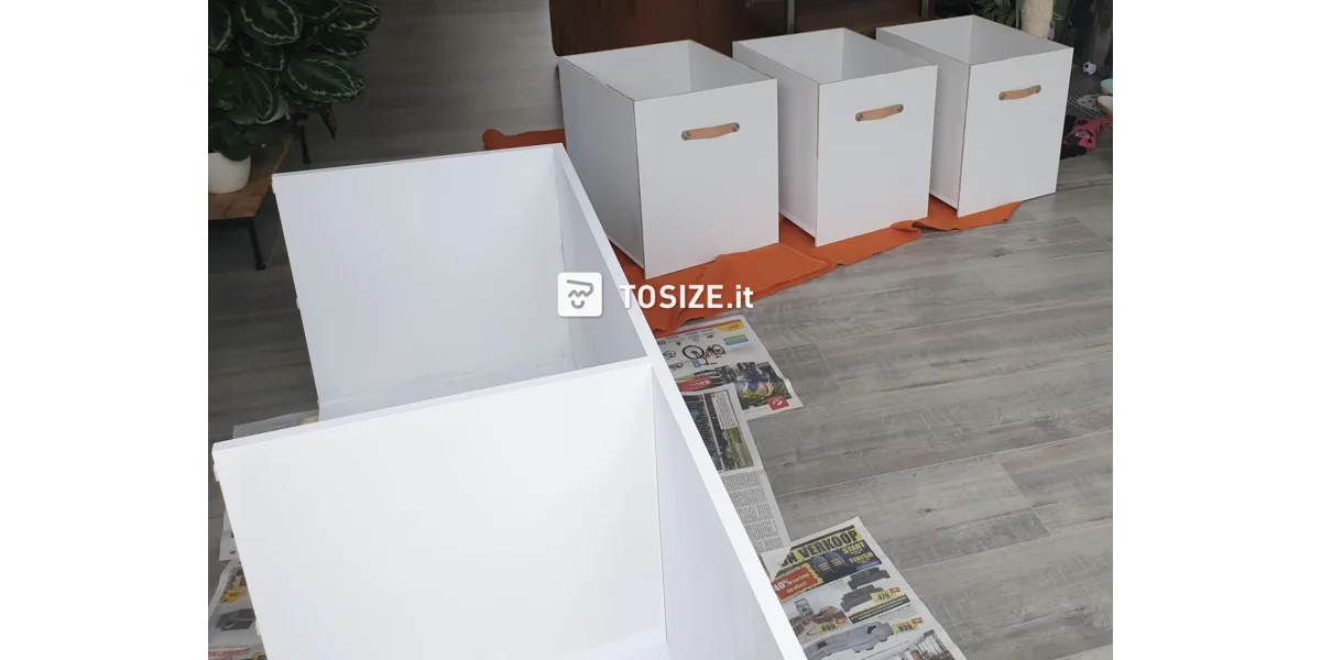 Armadio di stoccaggio in MDF grezzo con ruote mobili | TOSIZE.it