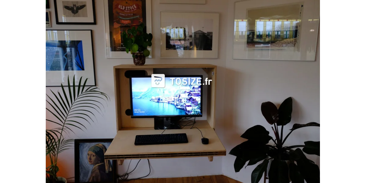 Poste de travail pliable en bouleau multiplex, par Ate | TOSIZE.fr