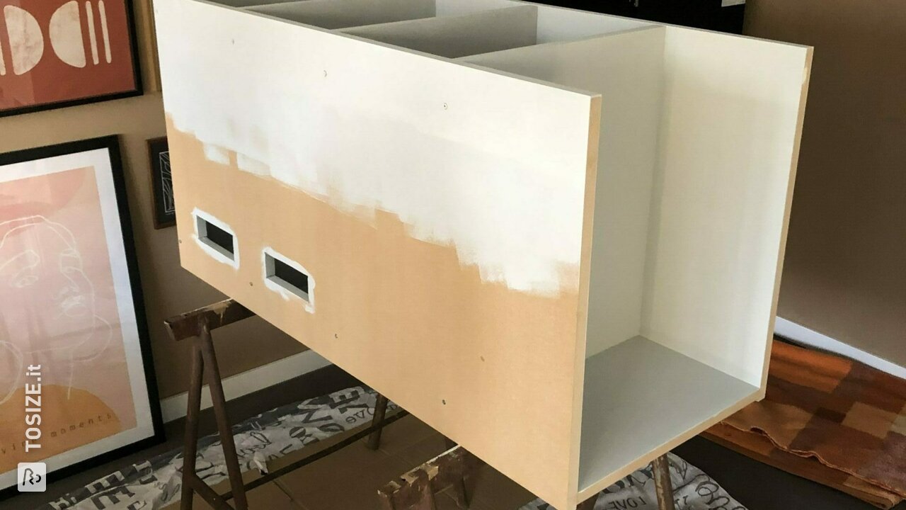 Conversione per cantinetta da incasso realizzata in MDF grezzo - TOSIZE.it