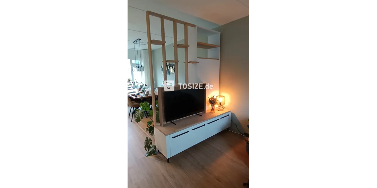 Ein selbstgebauter Raumteiler mit TV-Schrank | TOSIZE.de