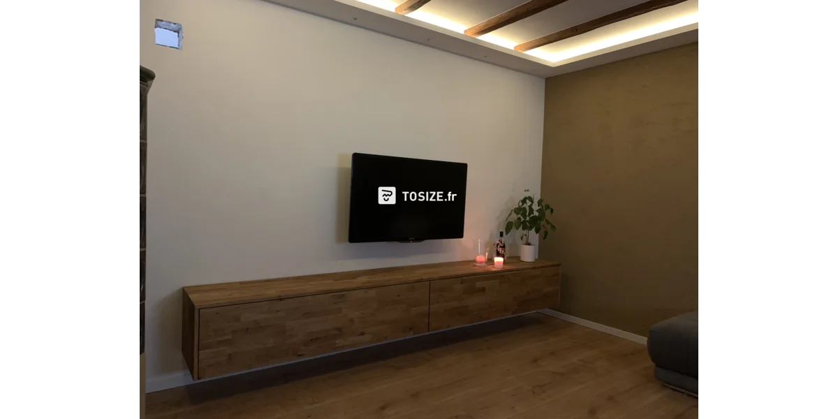 Rustieke eiken tv-lowboard op maat gemaakt | TOSIZE.fr