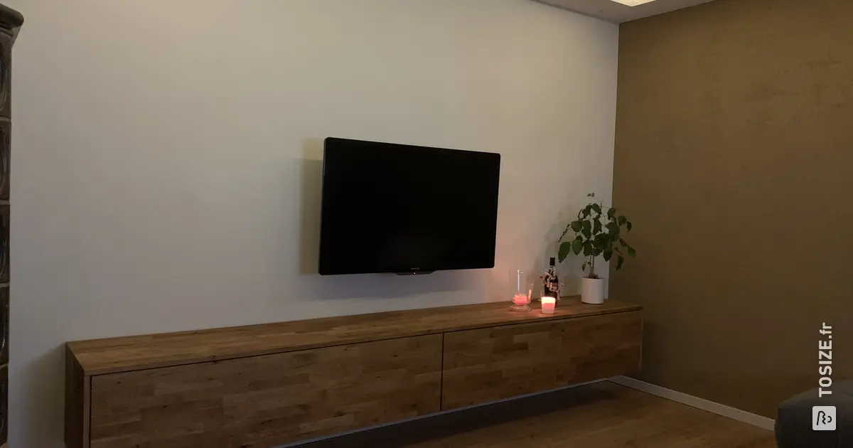 Rustieke eiken tv-lowboard op maat gemaakt | TOSIZE.fr
