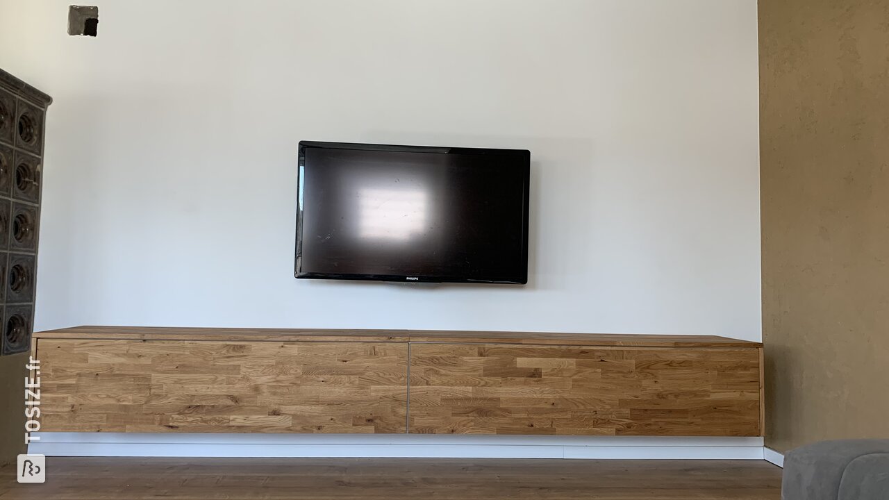 Rustieke eiken tv-lowboard op maat gemaakt | TOSIZE.fr