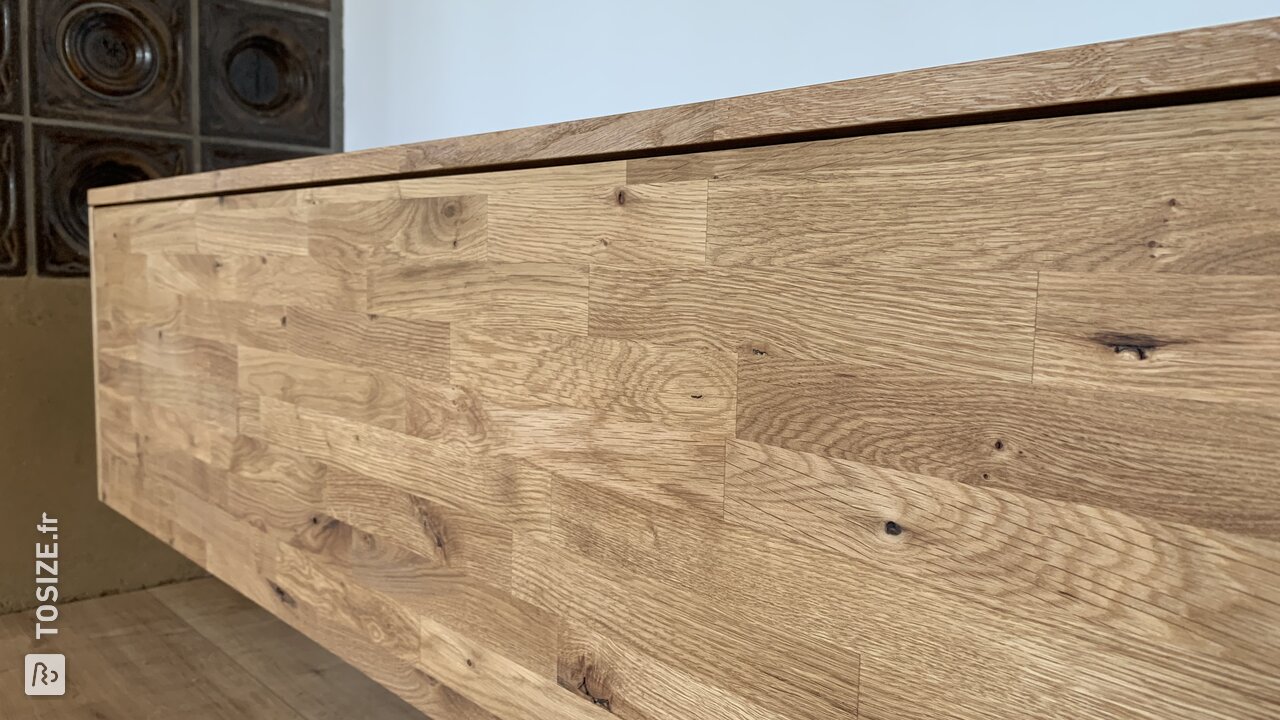Rustieke eiken tv-lowboard op maat gemaakt - TOSIZE.fr