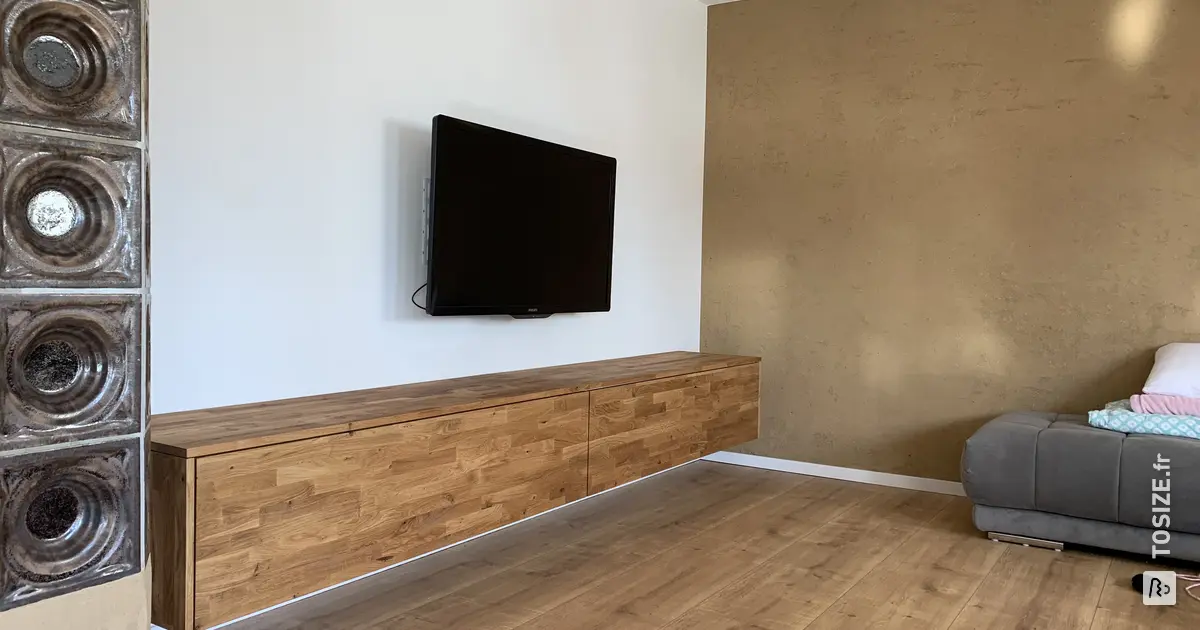 Rustieke eiken tv-lowboard op maat gemaakt | TOSIZE.fr