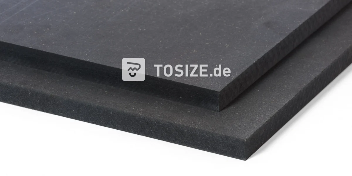 Arbeitsplatte aus schwarzem MDF-Plattenmaterial | TOSIZE.de